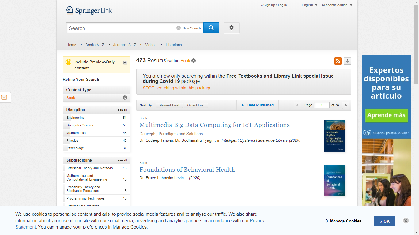 La prestigiosa editorial Springer proporciona acceso gratuito a 500 de ...